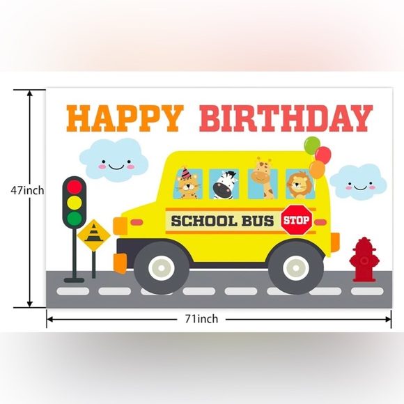 Happy birthday bus | Party Supplies | Yellow School Bus Happy Birthday ...